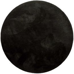 Teppich HOMIE LIVING "Pisa", schwarz, H:25mm &Oslash;:120cm, Polyester, Teppiche, Teppich, Hochflor, Microfaser, uni, weich, Shaggy, Wohnzimmer, Schlafzimmer