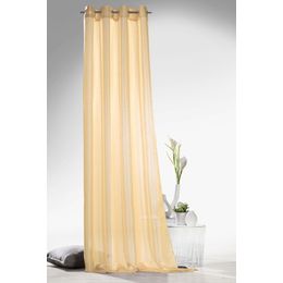 Weckbrodt-Gardinen Vorhang WECKBRODT "Klara" Gr. 1, beige (natur), B:140cm H:245cm, Polyester, Gardinen, Vorhang, Wildseiten-Optik, halbtransparent, Gardine, Store