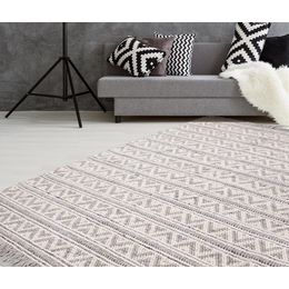 Teppich Kayoom "Natura 410", beige (natur, silber), B:200cm H:20mm L:290cm, Wolle, Teppiche, Teppich, Besonders hochwertige, handgearbeitete Qualit&auml;t