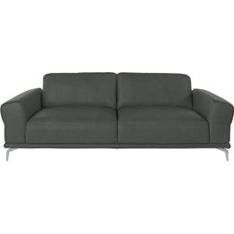 2,5-Sitzer W.Schillig "montanaa", grau (anthrazit z69), B:232cm H:78cm T:94cm, Sofas, 2 5-Sitzer, mit Metallf&uuml;&szlig;en in Silber matt, Breite 232 cm