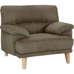 Sessel Trendmanufaktur "Cecilia, Loungesessel, italienisches Design, bequeme Armlehnen", braun (schlamm), B:112cm H:87cm T:90cm, Sessel, Sessel, aufwendige R&uuml;ckenverarbeitung f&uuml;r hohen Sitzkomfort, Holzfu&szlig;