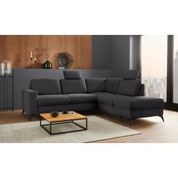 Ecksofa Home Affaire "Lolland L-Form", schwarz, B:249cm H:88cm T:212cm, Struktur impr&auml;gniert - feucht abwischbar (100% Polyester);Struktur Flausch (90% Polyester, 10% Polyamid);Luxus-Microfaser ALTARA NUBUCK (100% Polyester), Sofas, Ecksofa, Wahlweise mit Bettfunktion und Stauraum, auch mit abwischbarem Bezug