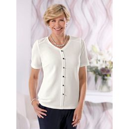 V-Shirt CLASSIC "Shirt", Damen, Gr. 46, wei&szlig;, 98% Polyester, 2% Elasthan, unifarben, V-Ausschnitt, Shirts V-Shirt