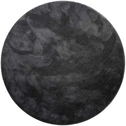 Teppich HOMIE LIVING "Pisa", grau (anthrazit), H:25mm &Oslash;:120cm, Polyester, Teppiche, Teppich, Hochflor, Microfaser, uni, weich, Shaggy, Wohnzimmer, Schlafzimmer
