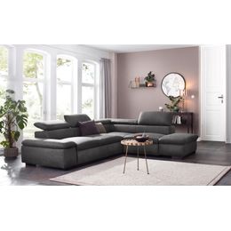 Ecksofa Home Affaire "Alberto L-Form", grau (anthrazit), B:272cm H:73cm T:226cm, 100% Polyester;Luxus-Microfaser weich (9)0% Polyester / 10% Polyamid;Luxus-Microfaser Vintageoptik (100% Polyester);Microfaser Antiklederoptik (100% Polyester), Sofas, Ecksofa, mit Kopfteilverstellung, wahlweise mit Bettfunktion