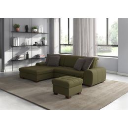 Sit & More Ecksofa SIT & MORE "Luxor L-Form", gr&uuml;n (olive), B:275cm H:82cm T:173cm, Luxus-Microfaser ALTARA NUBUCK (100% Polyester);Soft clean (98% Polyester, 2% Polyamid);Struktur fein (100% Polyester), Sofas, Ecksofa, wahlweise mit Bettfunktion, Bettkasten und Kopfteilverstellung