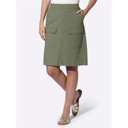 Schlupfrock Heine, Damen, Gr. 44, khaki, 97% Baumwolle, 3% Elasthan, unifarben, kurz, R&ouml;cke Schlupfrock