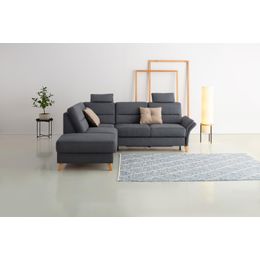 Ecksofa Home Affaire "Westerland L-Form", grau, B:238cm H:90cm T:213cm, 100% Polyester, Sofas, Ecksofa, Federkern-Polsterung, wahlweise mit Bettfunktion, Bettkasten
