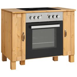 Herdumbauschrank Home Affaire "Alby", beige (natur gebeizt, gewachst), B:100cm H:85cm T:60cm, Schr&auml;nke, Herdumbauschrank