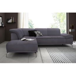 Ecksofa Home Affaire "Caluna", grau (anthrazit), B:262cm H:97cm T:233cm, Luxus-Microfaser Vintageoptik (100% Polyester);Flachgewebe Mura: (100% Polyester);Luxus-Mikrofaser (90% Polyester, 10% Polyamid), Sofas, Ecksofa, Inkl.Sitztiefenverstellung, wahlweise mit Kopf- und Armteilverstellung