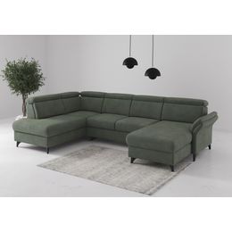 Sit & More Wohnlandschaft SIT & MORE "Glendale, U-Form", jungle, B:321cm H:84cm T:193cm, 90% Polyester, 10% Polyamid, Sofas, Wohnlandschaft, inkl. Kopfteilverstellung,wahlweise mit Vorziehsitz und Bettkasten