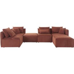 Wohnlandschaft OTTO HOME "N&ouml;re U-Form", orange (terra), B:340cm H:86cm T:172cm, 92% Polyester, 8% Polyamid, Sofas, Wohnlandschaft, 5 Teile, in vielen Bezugsqualit&auml;ten und Farben s. auch "N&ouml;re"