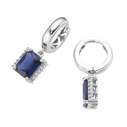 Paar Creolen Smart Jewel "Klappcreolen mit Zirkonia und Kristallsteinen, Silber 925", blau, Ohrringe, Damen, Silber 925 (Sterlingsilber), Paar Creolen