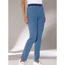 Stretch-Jeans Classic Basics, Damen, Gr. 50, Normalgr&ouml;&szlig;en, blau (blau, bleached), 84% Baumwolle, 15% Polyester, 1% Elasthan, unifarben, lang, Jeans Stretch-Jeans
