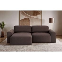 Ecksofa OTTO HOME "LEOO universell Schlafsofa mit Bettkasten, Ma&szlig;e B/T/H: 272/152/84,5 cm", braun, B:272cm H:84,5cm T:152cm, 100% Polyester, Sofas, Ecksofa, L-Form mit Recamiere rechts oder links montierbar, hoher Sitzkomfort