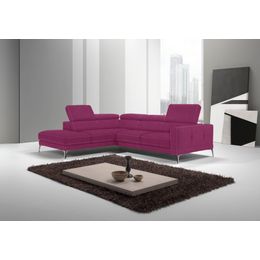 Ecksofa Egoitaliano "Claudie, Designsofa mit extrakomfortablem Sitzkomfort", pink (fuchsia), B:268cm H:97cm T:226cm, Luxus-Microfaser (100% Polyester) Leder &raquo;BULL&laquo; (echtes Rindsleder). Geschliffenes, pigmentiertes und behandeltes Rindsleder mit einer Dicke von 1, 3-1, 5 mm. Dieses Leder zeigt eine ziemlich weiche Hand mit einem halb undurchsichtigen Aussehen. Es handelt sich um ein gesch&uuml;tztes Led