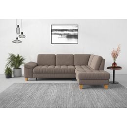 Sit & More Ecksofa SIT & MORE "Westham L-Form", grau (taupe), B:261cm H:88cm T:179cm, 90% Polyester 10%Polyamid, Sofas, Ecksofa, mit Ottomane, mit oder ohne Bettfunktion, Bettkasten, Verstellung