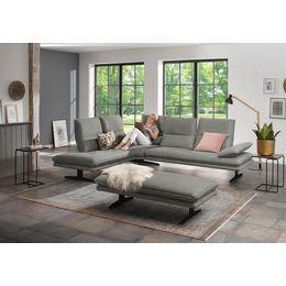 Ecksofa W.Schillig "broadway, Designsofa, toller Sitzkomfort, zeitlos, elegant, L-Form", grau (grau s37), B:284cm H:94cm T:224cm, Stoff S37 (100% Polyester): Luxus-Microfaser in Lederoptik, Sofas, Ecksofa, Sitztiefenverstellung, Kopfteil- & Seitenteilverstellung, Breite 284cm