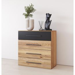 Kommode Home Affaire "Faweza,Breite 91 cm, Schubladenkommode, Sideboard mit Schublden", braun (eiche mauvella, schwarz), B:91cm H:92cm T:40cm, ABS-Kunststoff, Dekorfolie, FSC-zertifizierter Holzwerkstoff, Kunststoff, Metall, Sideboards, Kommode, Mehrzweckschrank viel Stauraum