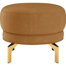 Sit & More Polsterhocker SIT & MORE "Orient 3", gelb (mustard), B:63cm H:46cm T:63cm, 100% Polyester, Hocker, Polsterhocker, goldfarbene Metallf&uuml;&szlig;e