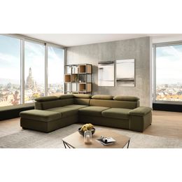 Sit & More Ecksofa SIT & MORE "Alcudia L-Form", gr&uuml;n (olive), B:272cm H:73cm T:226cm, 98% Polyester, 2% Polyamid, Sofas, Ecksofa, mit Armteilverstellung, optional Kopfteilverstellung und Bettfunktion