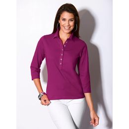 Poloshirt Casual Looks "Poloshirt", Damen, Gr. 36, pink (fuchsia), 50% Baumwolle, 50% Modal, unifarben, ohne Ausschnitt, Shirts Poloshirt