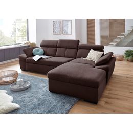 Ecksofa exxpo - SOFA FASHION "Salerno, inkl. Arm-& Kopfteilverstellung, bequem, Breite 280cm, L-Form", braun, B:280cm H:77cm T:170cm, Sofas, Ecksofa, wahlweise mit Bettfunktion und Bettkasten, tolle Detailverarbeitung