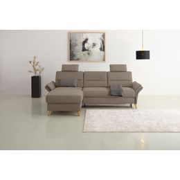 Ecksofa Home Affaire "Westerland L-Form", grau (taupe), B:252cm H:90cm T:162cm, 98% Polyester 2% Polyamid, Sofas, Ecksofa, Federkern-Polsterung, wahlweise mit Bettfunktion, Bettkasten