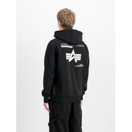 Kapuzensweatshirt Alpha Industries "Label Hoodie BP", Damen, Gr. M, schwarz, angeraute Sweatware, Obermaterial: 80% Baumwolle, 20% Polyester, bedruckt, regular fit normal, Rundhals, Rippb&uuml;ndchen, Sweatshirts Kapuzensweatshirt