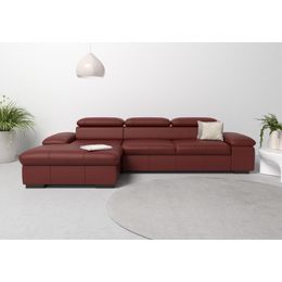 Ecksofa Home Affaire "Alberto L-Form", rot (merlot), B:286cm H:73cm T:174cm, Luxus-Microfaser Lederoptik (100% Polyester);Luxus-Microfaser ALTARA NUBUCK (100% Polyester);Luxus-Microfaser weich (90% Polyester, 10% Polyamid);Microfaser Antiklederoptik, Sofas, Ecksofa, mit Kopfteilverstellung, wahlweise mit Bettfunktion