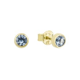 Paar Ohrstecker Amor "Schmuck Geschen Ohrschmuck 2013590 Gold", gold (gelbgoldfarben, blau, blau), Ohrringe, Damen, 4mm, Gelbgold 375, Paar Ohrstecker, mit Aquamarin