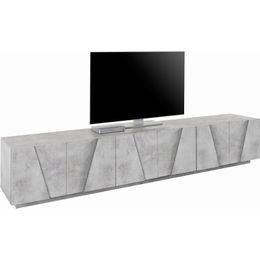 Lowboard Home Affaire "PING, TV-Board, TV-Band, TV-Kommode", silber (silber beton matt), B:243,8cm H:46cm T:44cm, Sideboards, Lowboard, mit 6 T&uuml;ren, Breite 243,8 cm