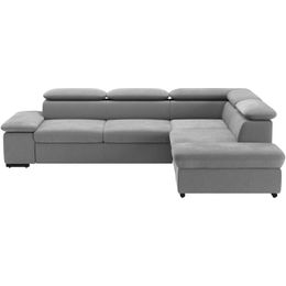 Sit & More Ecksofa SIT & MORE "Alcudia L-Form", grau, B:272cm H:73cm T:226cm, 100% Polyester, Sofas, Ecksofa, mit Armteilverstellung, optional Kopfteilverstellung und Bettfunktion