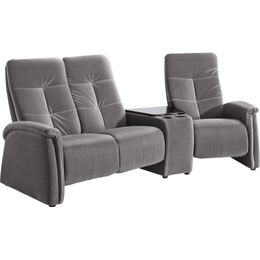 3-Sitzer exxpo - SOFA FASHION "Tivoli, Kinosofa mit Tischablage & Stauraumfach, man. Relaxfunktion", grau (delphin), B:258cm H:109cm T:97cm, Softlux-Kunstleder;NaturLeder;Luxus-Microfaser, &raquo;Aqua Clean&laquo; (50% Polyester, 35% Polyacryl, 15% Polyamid), Sofas, 3-Sitzer, mit Relaxfunktion
