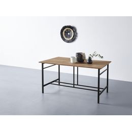 Esstisch Home Affaire "Sare", beige (natur, schwarz, natur), B:120cm H:77cm T:85cm, Tische, Esstisch, mit Echtholzfurnier aus Eiche