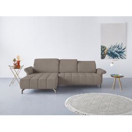 Ecksofa Home Affaire "Fresh L-Form", braun (latte), B:281cm H:79cm T:185cm, 100% Polyester, Sofas, Ecksofa, Federkern, wahlweise Kopfteilverstellung und motorischer Vorziehsitz