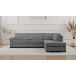 Ecksofa Home Affaire "Branwell", grau, B:304cm H:86cm T:227cm, 100% Polyester, Sofas, Ecksofa, Breite 304 cm, Struktur fein, mit Wellenunterfederung