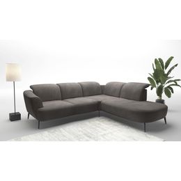 Sit & More Ecksofa SIT & MORE "Zoe", grau (fango), B:300cm H:87cm T:267cm, 100% Polyester, Sofas, Ecksofa, ink.Sitztiefenverstellung, wahlweise mit Kopfteilverstellung