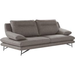 3-Sitzer Calia italia "Cezanne modern, elegant und bequem, aufwendige Detailverarbeitung", grau (34 sabbia), B:215cm H:90cm T:109cm, Sofas, 3-Sitzer, wahlweise mit Sitztiefenverstellung