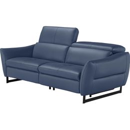 2,5-Sitzer Egoitaliano "Dafne, elegantes Designsofa mit hohem Sitzkomfort", blau (tide), B:208cm H:97cm T:108cm, Leder &raquo;BULL&laquo; (echtes Rindsleder). Geschliffenes, pigmentiertes und behandeltes Rindsleder mit einer Dicke von 1, 3-1, 5 mm. Dieses Leder zeigt eine ziemlich weiche Hand mit einem halb undurchsichtigen Aussehen. Es handelt sich um ein gesch&uuml;tztes Leder. Eine leichte Deckschicht sch&uuml;tzt s