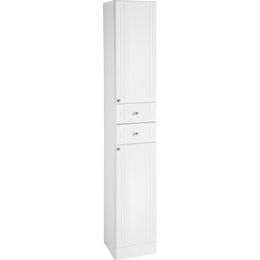Hochschrank SAPHIR "Quickset 955 Badschrank, 32,5 cm breit, 2 T&uuml;ren, 2 Schubladen", wei&szlig;, B:32,5cm H:188,5cm T:33cm, Holzwerkstoff, Schr&auml;nke, Hochschrank, Badezimmer-Hochschrank inkl. T&uuml;rd&auml;mpfer, Griffe in Chrom gl&auml;nzend