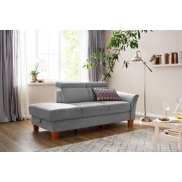 Recamiere Home Affaire "Conville", grau, B:194cm H:84cm T:93cm, 100% Polyester, Sofas, Recamiere, incl. Kopfteilverstellung, Federkern, wahlweise mit Bettkasten