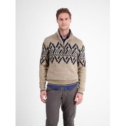Troyer Lerros, Herren, Gr. 3XL, tender beige melange, Strick, Obermaterial: 60% Baumwolle, 40% Polyacryl, meliert, regular fit normal, ohne Ausschnitt, Rippb&uuml;ndchen, Pullover Troyer, mit Norweger Muster