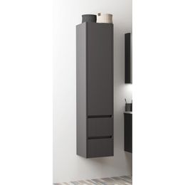 Hochschrank Welltime "Urban", grau, B:35cm H:160cm T:35cm, FSC-zertifizierter Holzwerkstoff, Schr&auml;nke, Hochschrank, Schubladen mit Softclose, Glaseinlegeb&ouml;den, Schubladenfront geriffelt