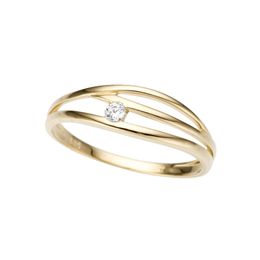 Goldring Firetti "Schmuck Geschenk Gold 333 Damenring Goldring" Gr. 17, gold (gelbgoldfarben, kristallwei&szlig;), Fingerringe, Damen, 17, Gelbgold 333, 6mm, Goldring, mit Zirkonia (synth.)