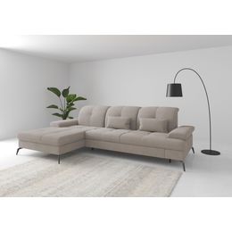 Sit & More Ecksofa SIT & MORE "Amica, L-Form, inkl. Sitztiefenverstellung & Armteilverstellung", elefant, B:279cm H:90cm T:185cm, 100% Polyester, Sofas, Ecksofa, wahlweise mit Bettfunktion, Bettkasten und Kopfteilverstellung