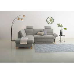 Ecksofa Home Affaire "Westerland L-Form", grau (hellgrau), B:238cm H:90cm T:213cm, 100% Polyester, Sofas, Ecksofa, Federkern-Polsterung, wahlweise mit Bettfunktion, Bettkasten