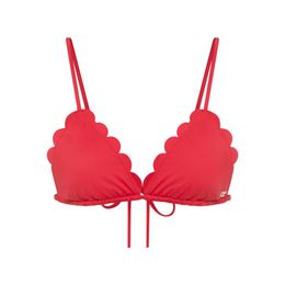 Triangel-Bikini-Top HUGO UNDERWEAR, Damen, Gr. L, N-Gr, open pink 693, Microfaser, Obermaterial: 80% Polyamid, 20% Elasthan, Bikini-Oberteile Triangel-Bikini-Top, wellenf&ouml;rmige Kanten, B&auml;nder zum binden