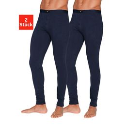H.I.S. Lange Unterhose H.I.S, Herren, Gr. M, 2 Stk., blau (navy), Jersey, Obermaterial: 95% Baumwolle, 5% Elasthan, unifarben, k&ouml;rpernah, Unterhosen Lange Unterhose, mit B&uuml;ndchen am Bein