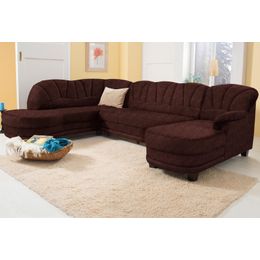 Wohnlandschaft Home Affaire "Camelita, viel Platz, bequem und zeitlos, Breite 289cm, U-Form", braun (mokka), B:289cm H:86cm T:81cm, Sofas, Wohnlandschaft, wahlweise mit Bettfunktion